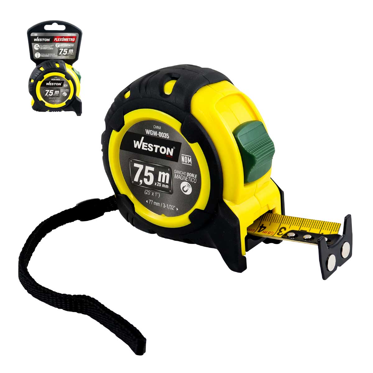 FLEXOMETRO 7.5M X 25MM AMARILLO ANTI IMPACTO - Equipsa Graco